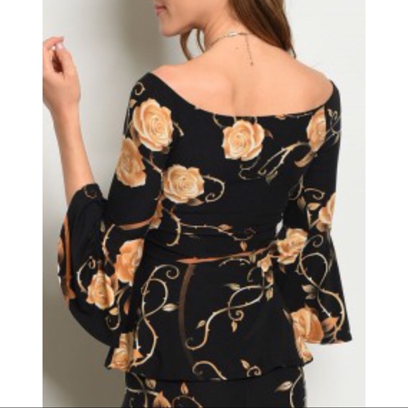 Tops | Sales Off The Shoulder Rose Print Top | Poshmark